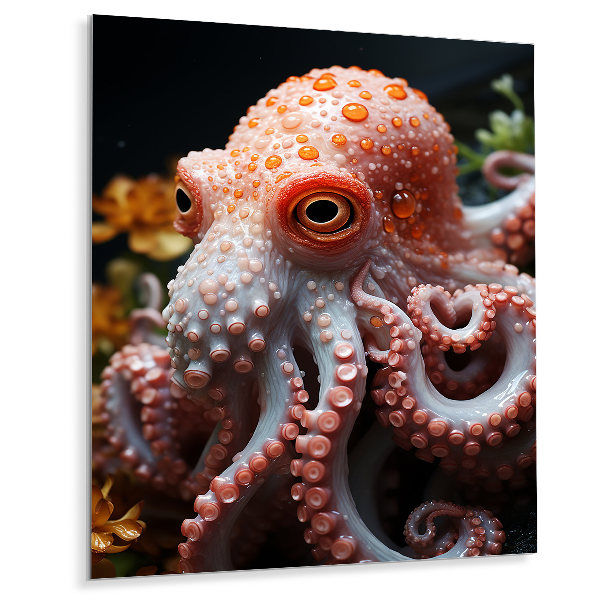 Highland Dunes Coral Octopus Lunar Reflections - Octopus/Squid Metal ...