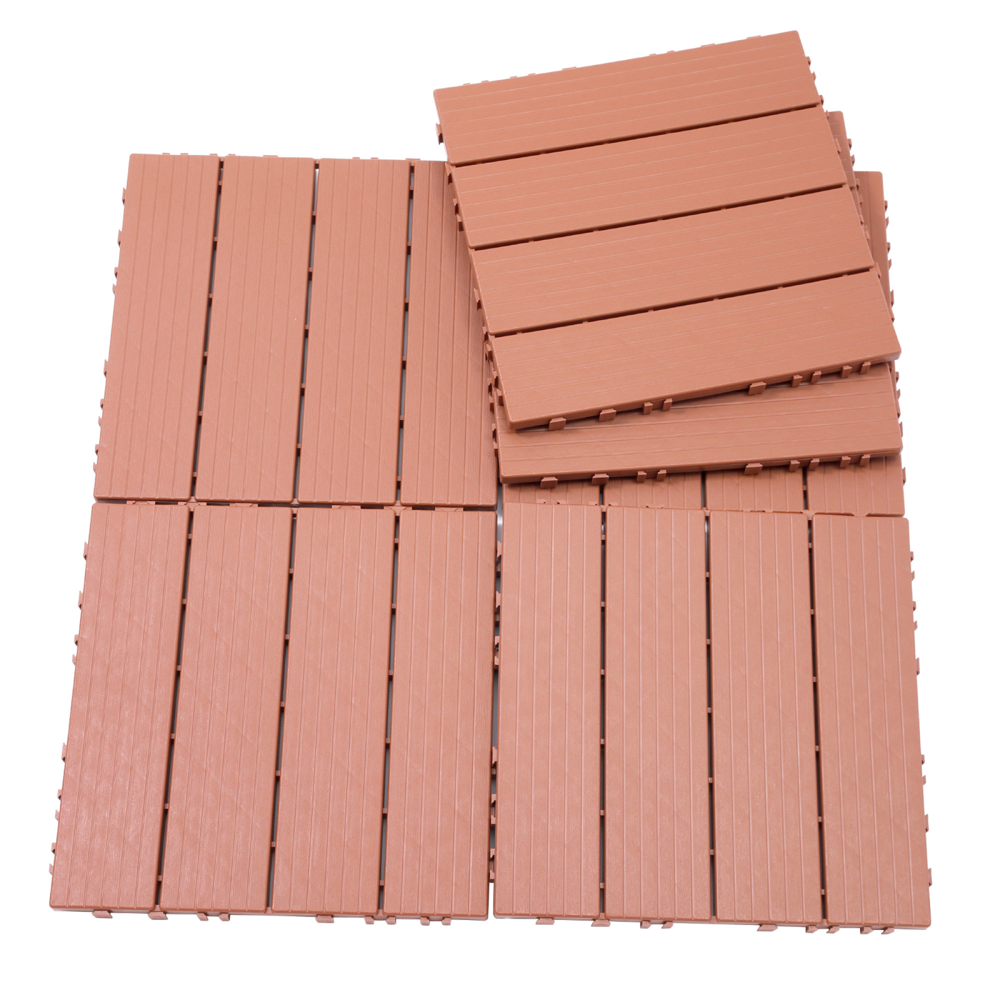 Man Wah Durable Mahogany Outdoor Deck Tiles, Plastic 12x12 Inches, All ...