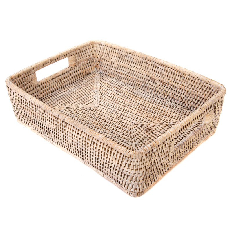 Dotted Line™ Rattan Rectangular Basket with Rounded Corners and Cutout ...