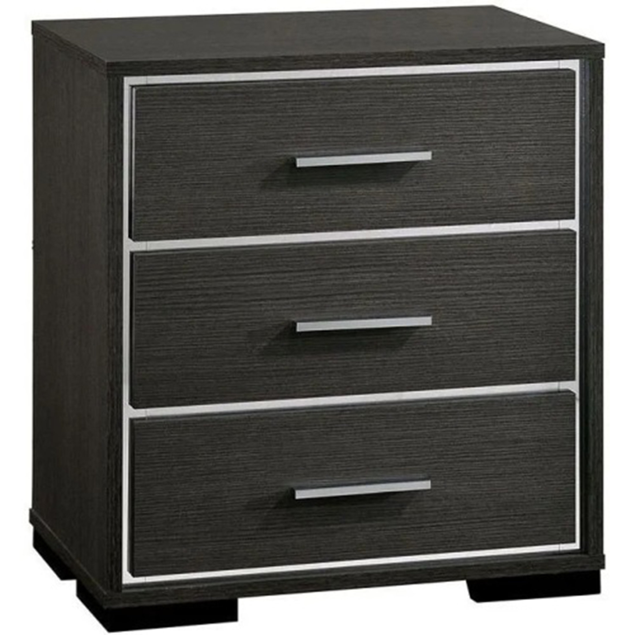 Latitude Run® Warm Gray Modern Nightstand - Solid Wood, Chrome Trim ...