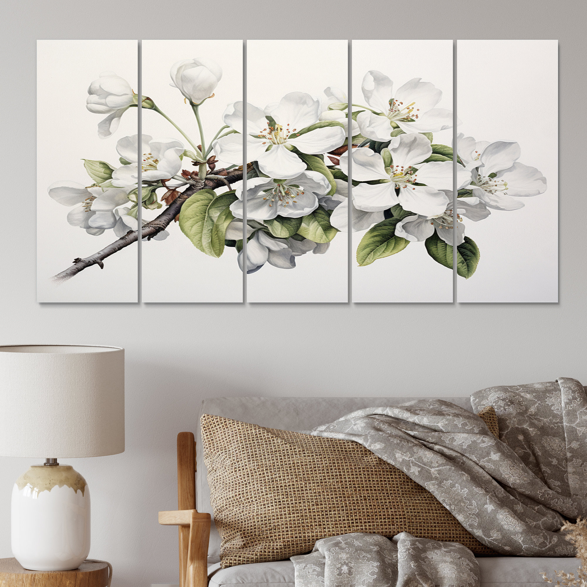 DesignArt Apple Blossom Monochromatic Elegance XXVIII 5 Pieces ...