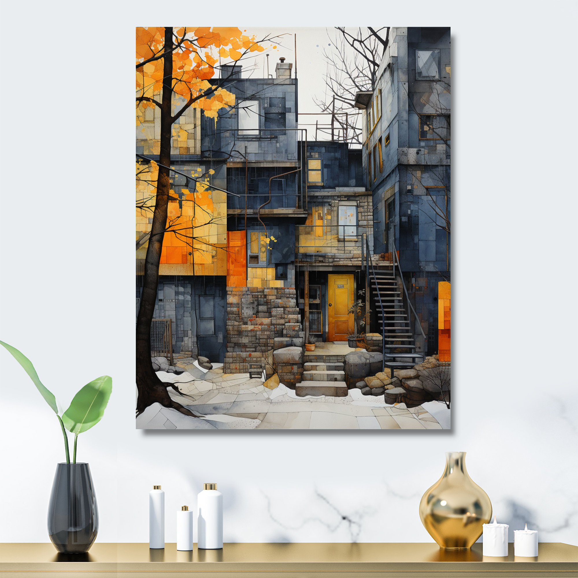 Red Barrel Studio® Cityscape Alleyway Patchwork VII - City Metal Wall ...