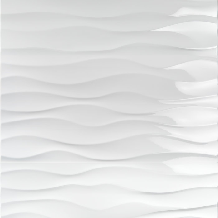 Qube Tiles Silom White Wave 12" x 24" Glossy 3D Textured Wall Tile ...