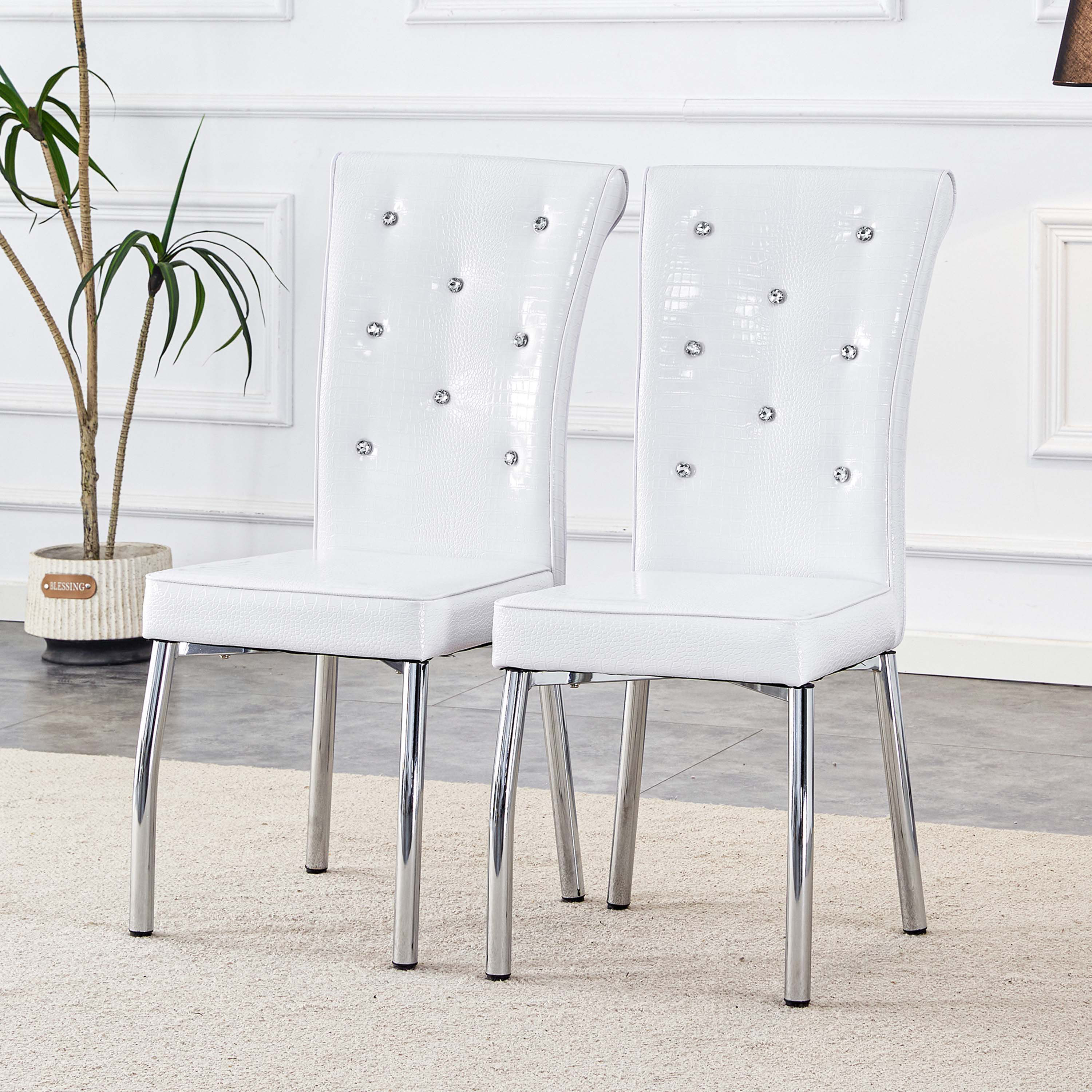 Rosdorf Park Set of 4,Retro alligator skin Upholstered dining chairs ...