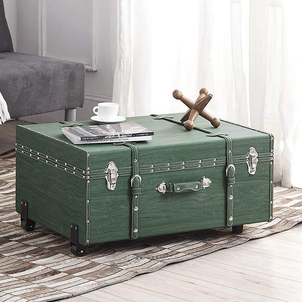 DormCo Texture Brand Designer Trunk with Wheels - Faux Leather ...