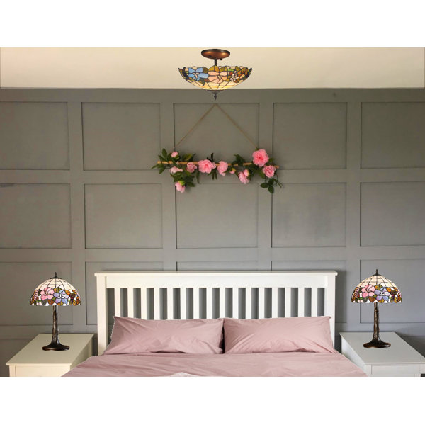 Lark Manor Carpentras 47cm Tiffany Style Coloured Glass Table Lamp ...