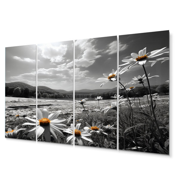 Latitude Run® Flower Field Bronze Meadow On Metal 4 Pieces Print | Wayfair