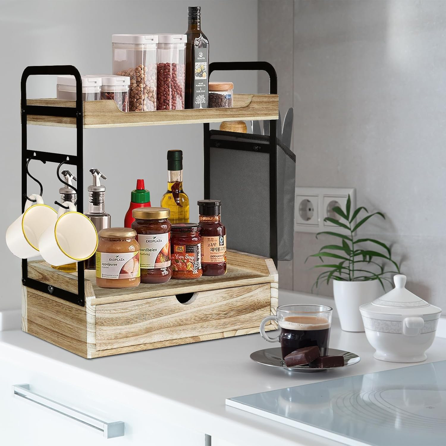 17 Stories Coffee Bar Accessories And Organizer, 2-Tier Coffee Station ...