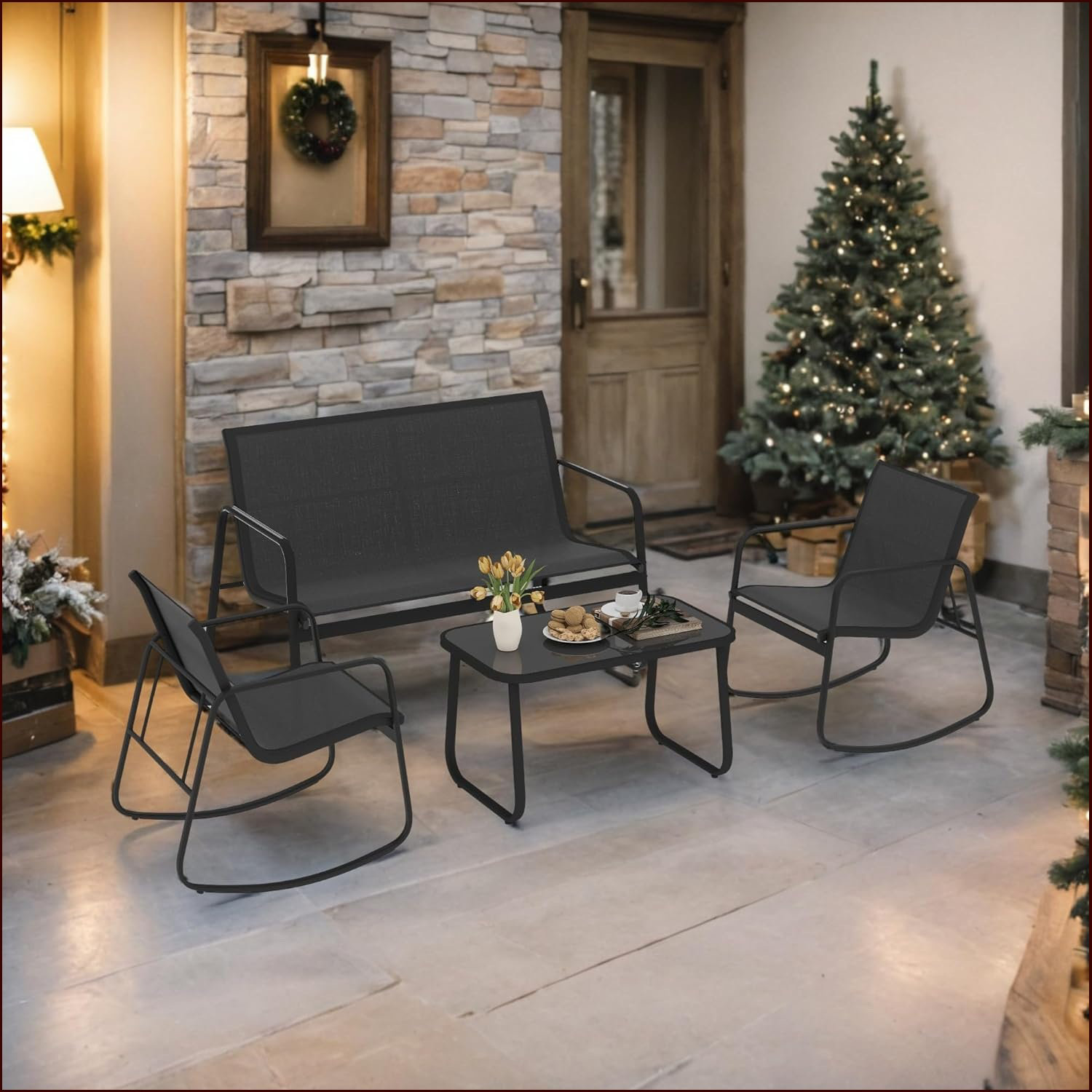 Ebern Designs 4 Pieces Patio Furniture Set, Outdoor Patio Furniture ...