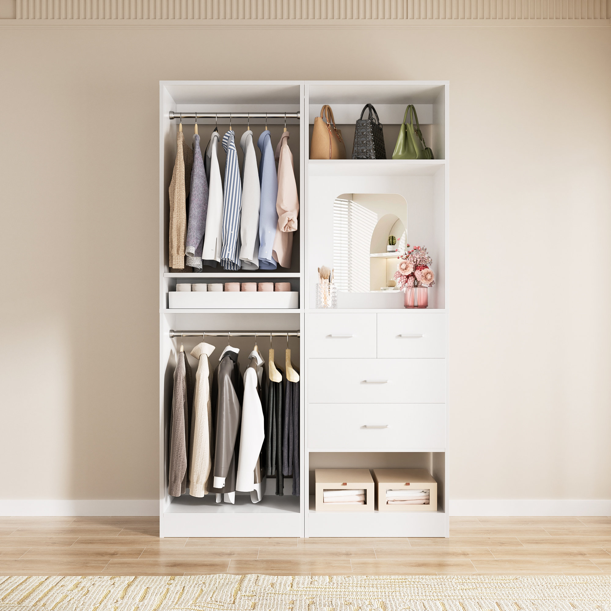 Latitude Run® Danniele Freestanding Closet System With Drawers And ...