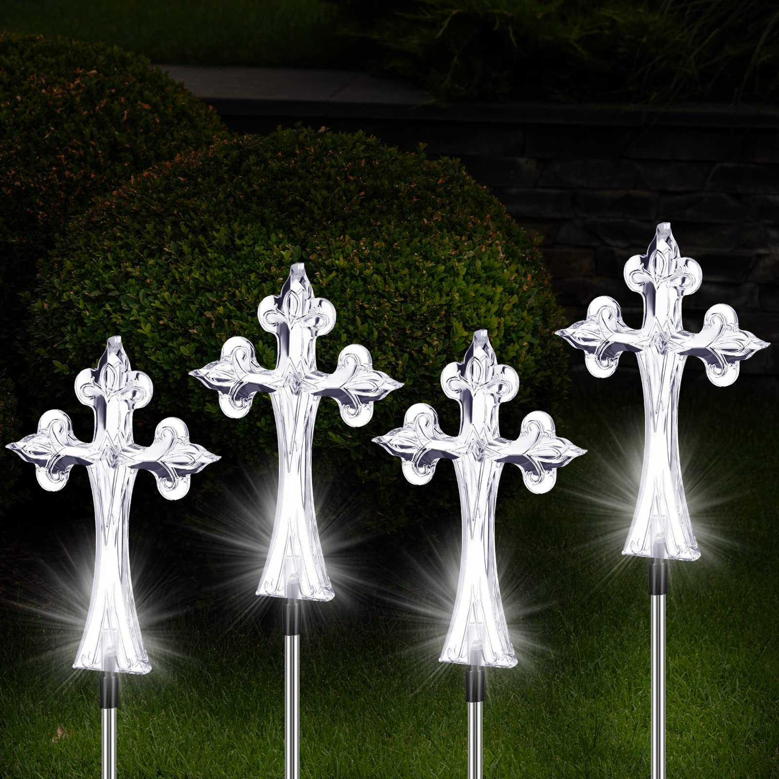 Winston Porter 4 Piece Solar Cross For Cemetery Grave Grave Crosses For ...