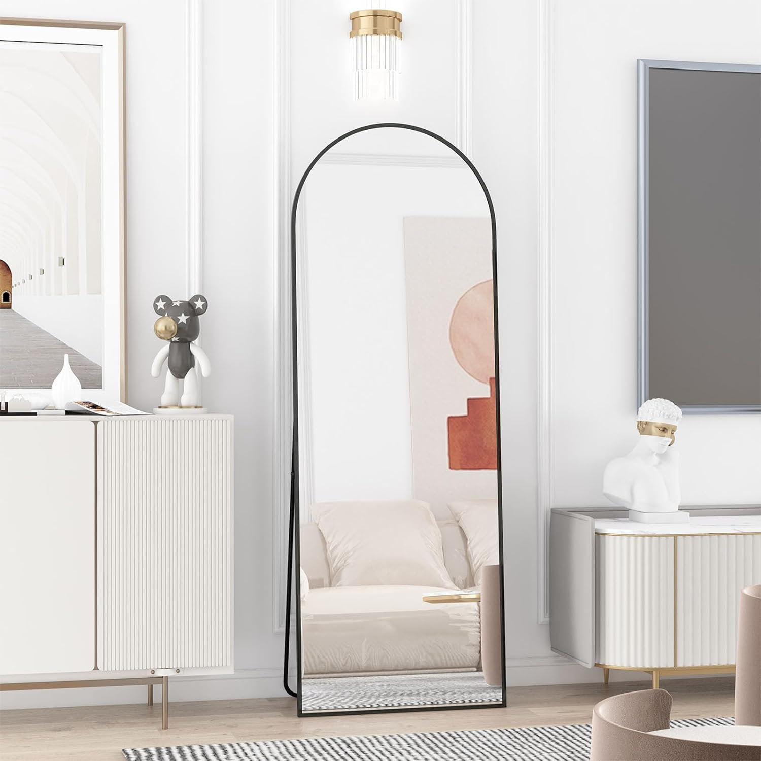 Latitude Run® Alvy Arched Full Length Mirror, Floor Body Mirror, Wall ...