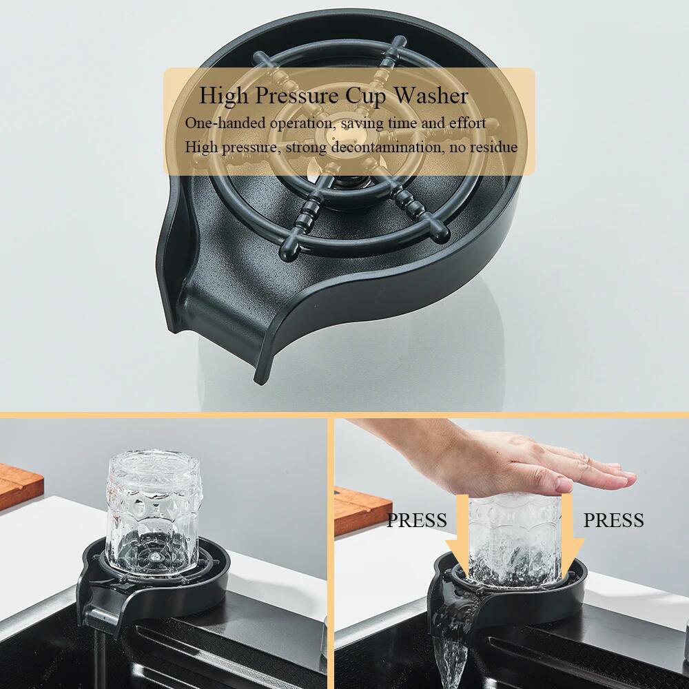 Senlesen 24 in Flying Rain Stainless Steel Waterfall Kitchen Sink with ...