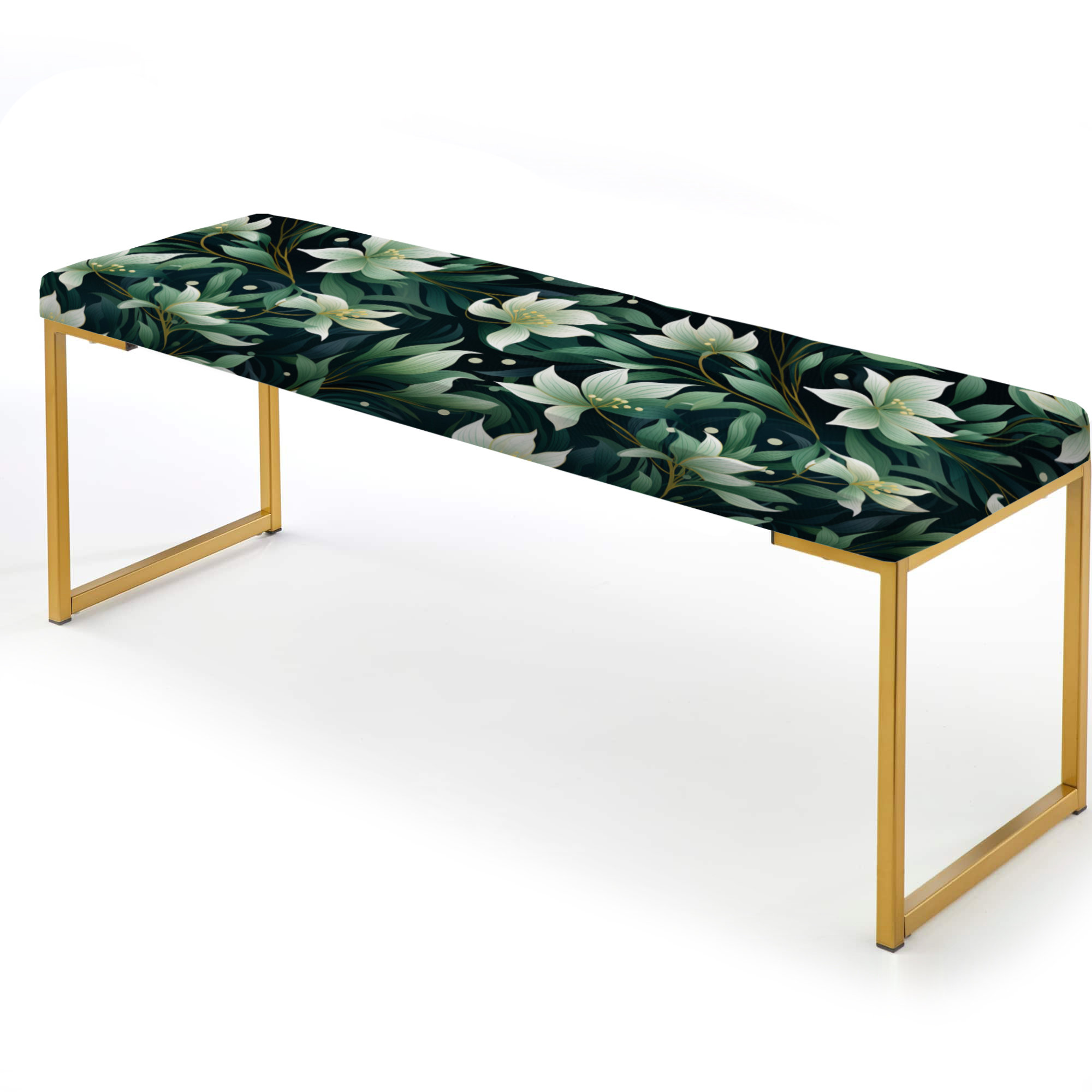 Design Art Green Floral Flourishes Elegance - Floral Upholstered Gold ...
