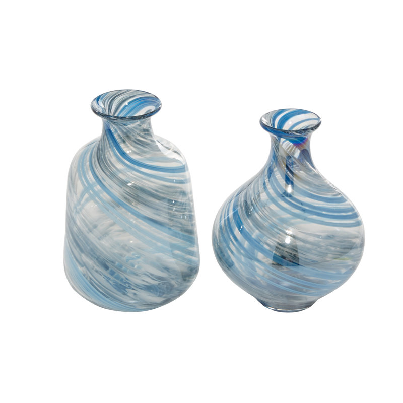Wade Logan® 2 Piece Sorensen Blue Glass Table Vase Set & Reviews | Wayfair