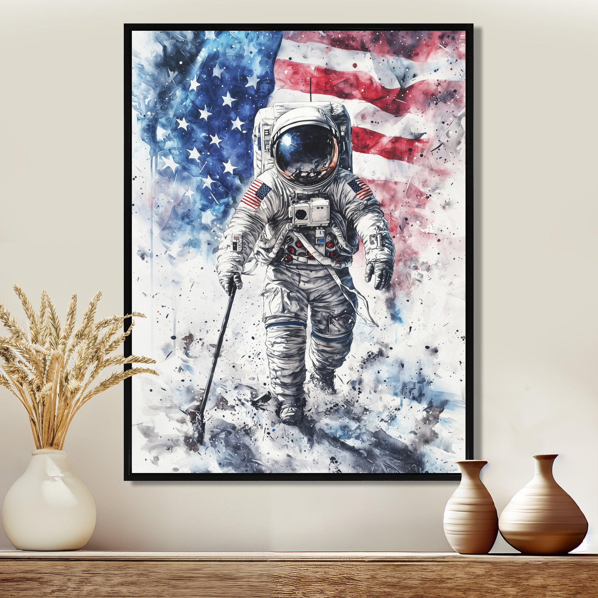 Winston Porter First Astronault In Space With Usa Flag I - Usa Wall Art ...