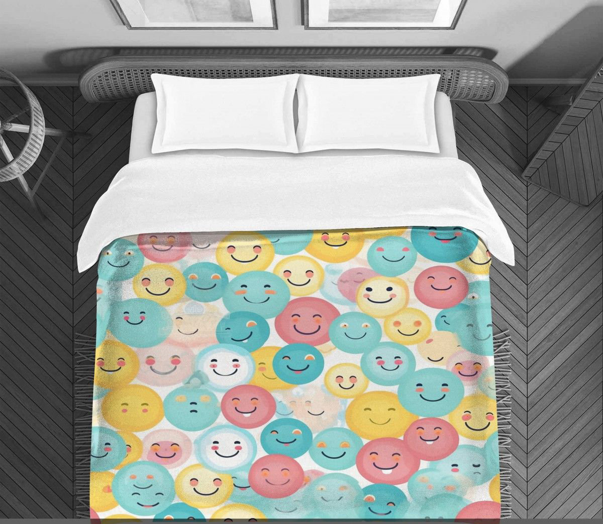 VisionDecor Smiley Face Bedding Emoji Comforter Blue/Yellow - Wayfair ...