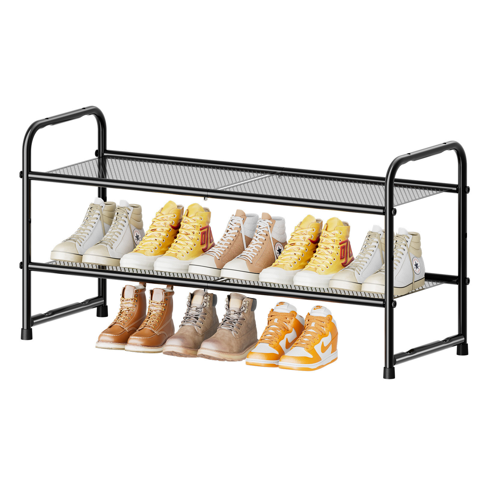 Rebrilliant 32'' Wide 2-Tier Metal Mesh Shoe Rack for Closet, Stackable ...