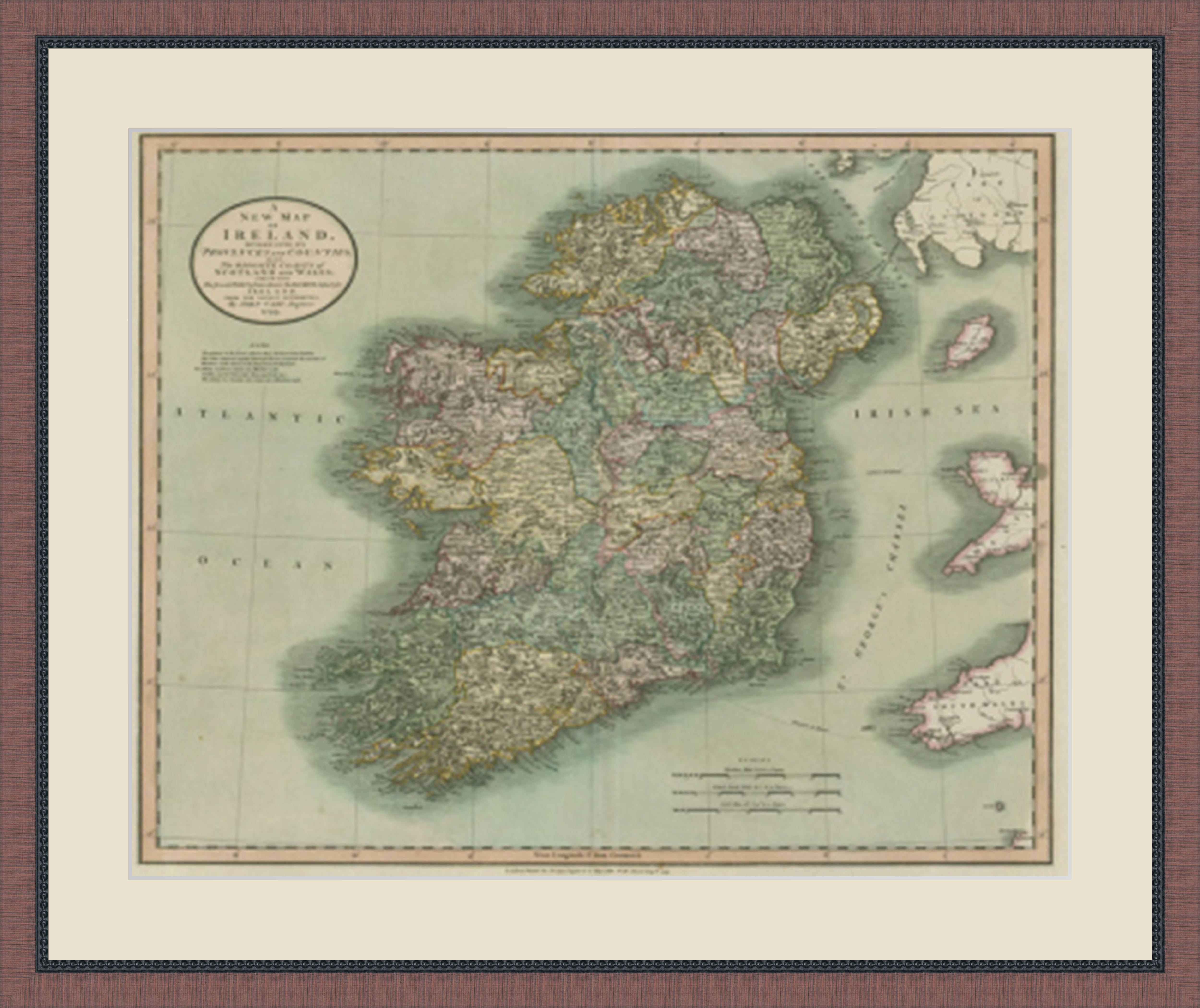Charlton Home 'Vintage Map of Ireland' Framed Graphic Art Print ...