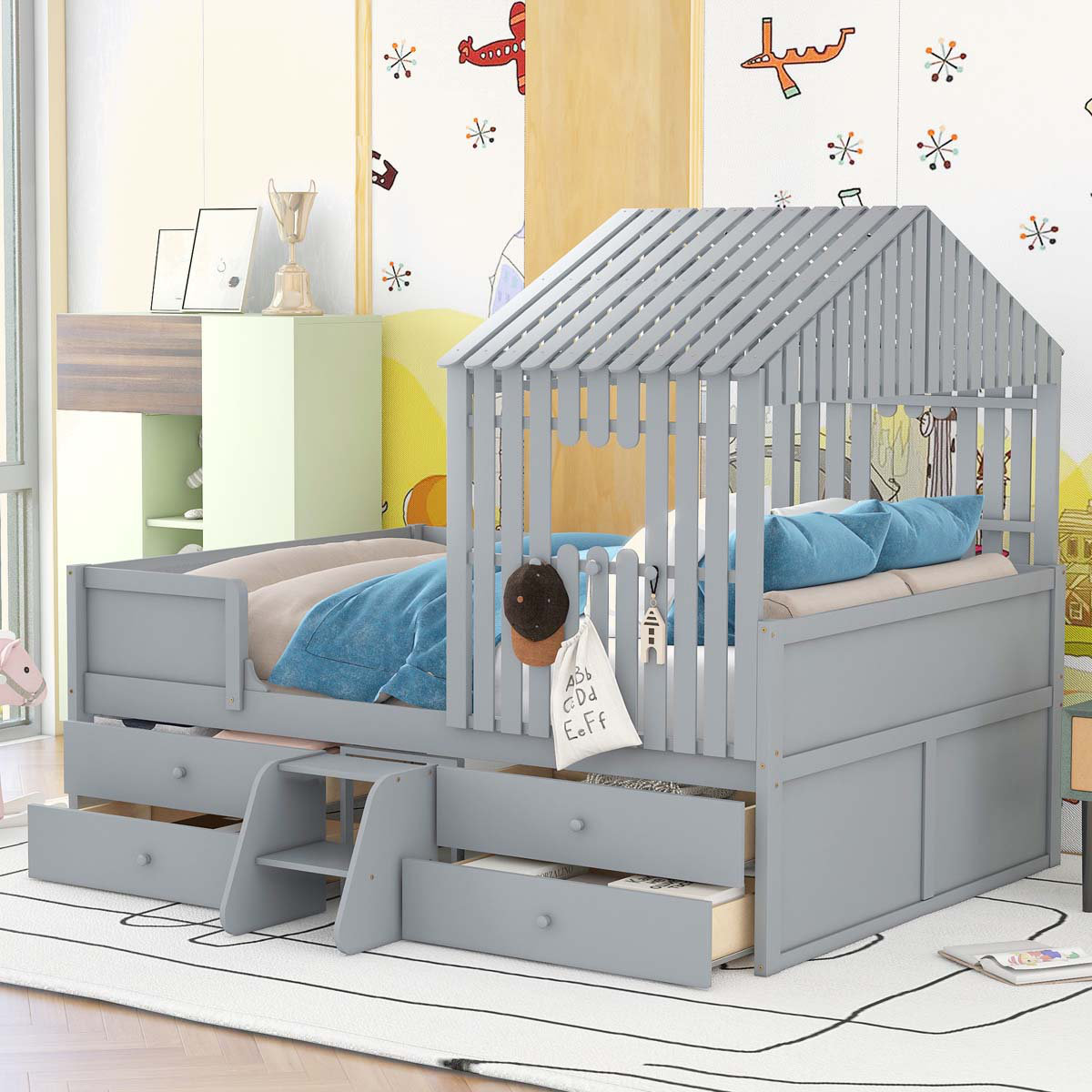 Harper Orchard Nikias 4-Drawer Storage Wood House Bed - Wayfair Canada