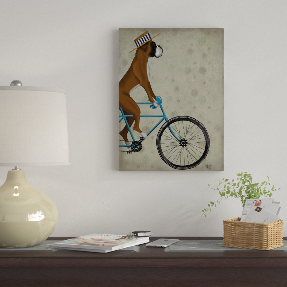 Winston Porter 'Boxer on Bicycle' Graphic Art Print on Wrapped Canvas ...