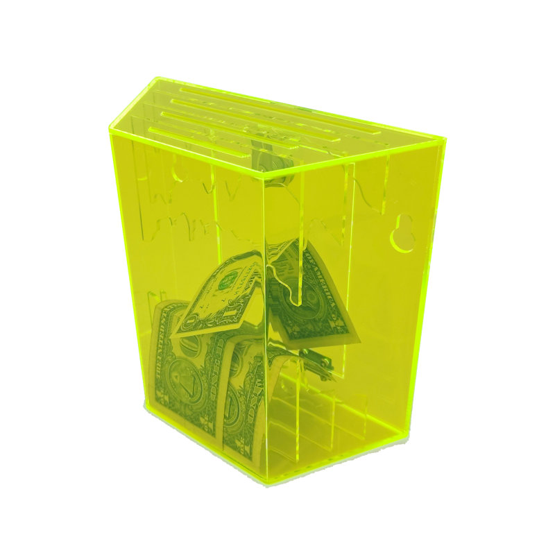 FixtureDisplays Yellow Green Donation Box Plexiglass Acrylic ...