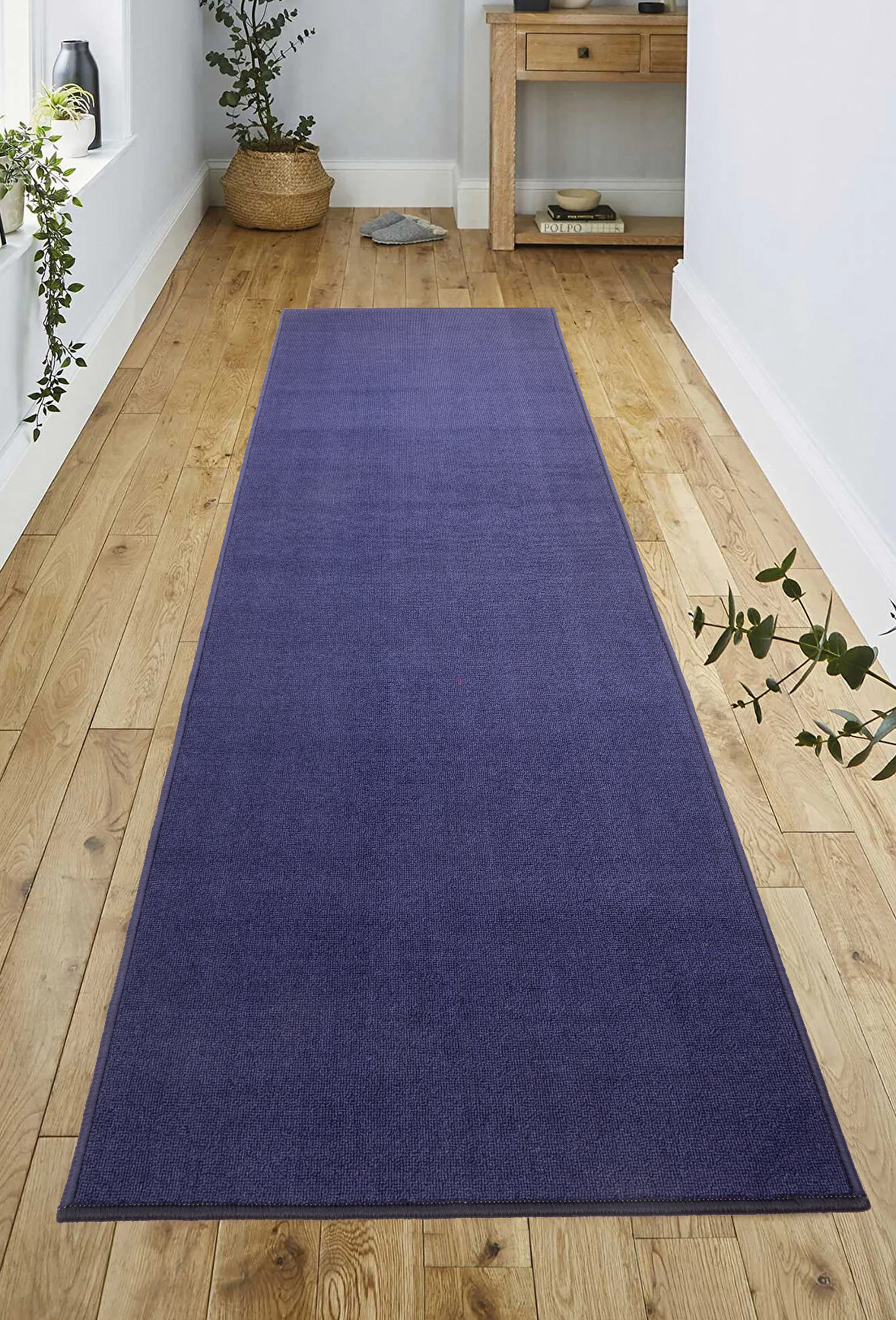 Red Barrel Studio® Washable Anti Slip Low Pile Solid NAVY Color Custom ...