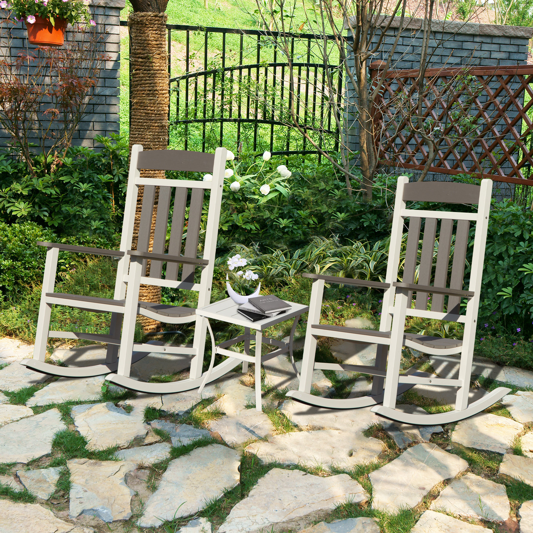 Latitude Run® Outdoor Rocking Chairs Set | Wayfair