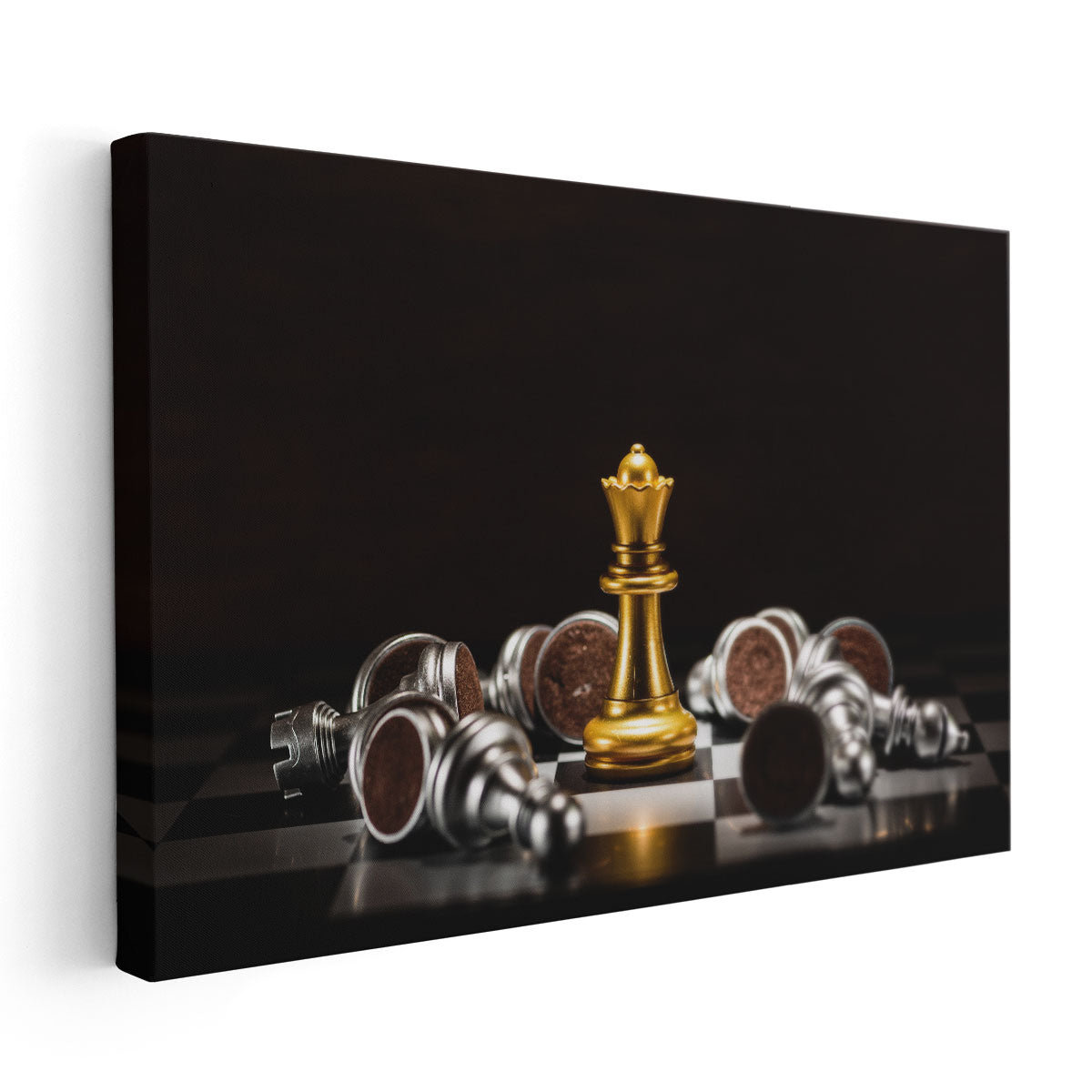 Latitude Run® Golden Queen and Fallen Silver Chess Pieces - Canvas ...