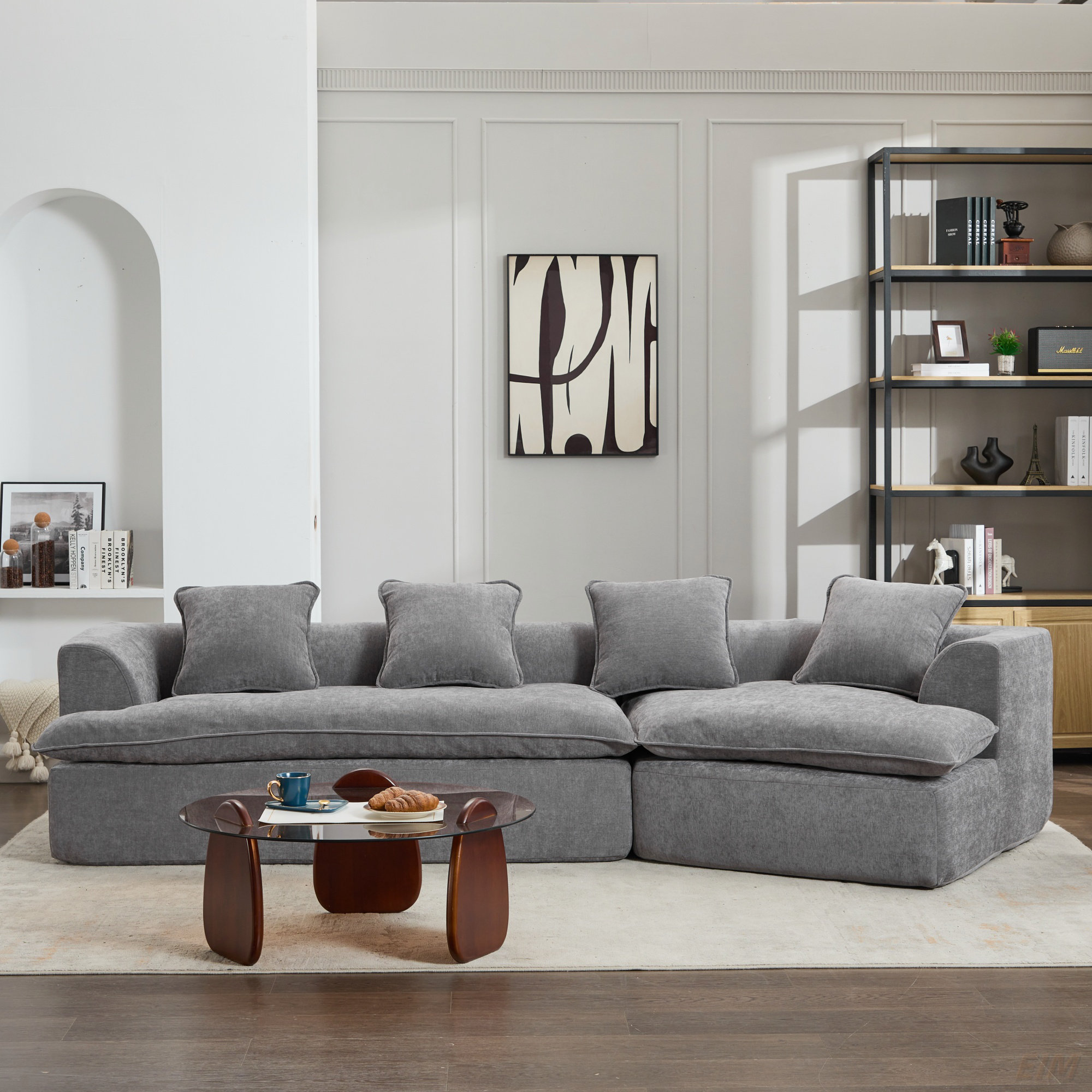 Ivy Bronx Modular Cushions Sofa Movable Ottoman, Minimalist Style ...