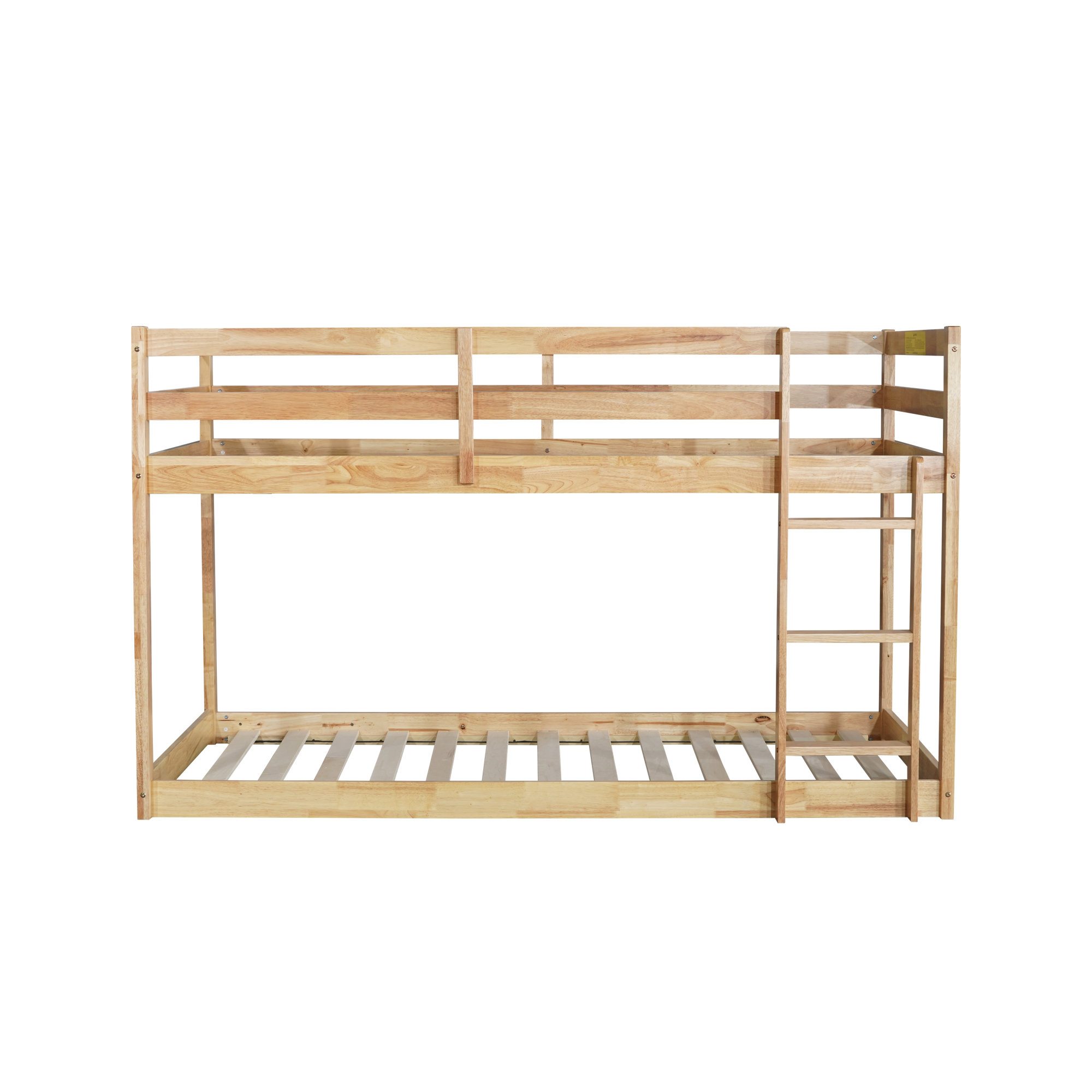 Harriet Bee Sturdy Solid Rubber Wood Twin Over Twin Loft Bed In Natural ...