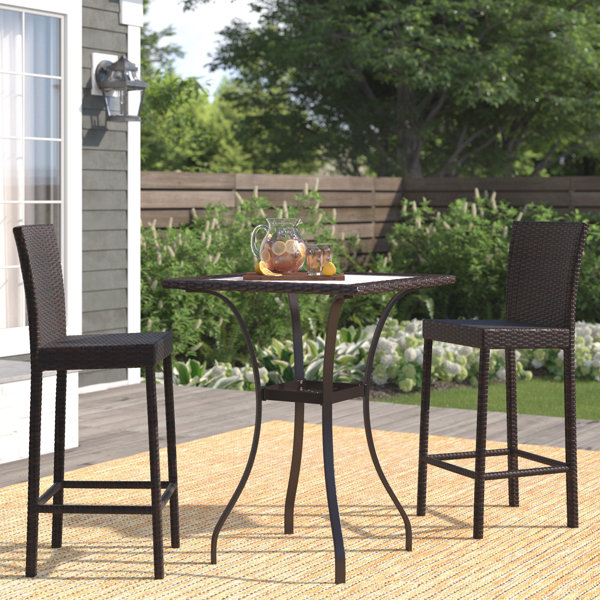 Winston Porter Carly Glass Outdoor Bar Table & Reviews | Wayfair