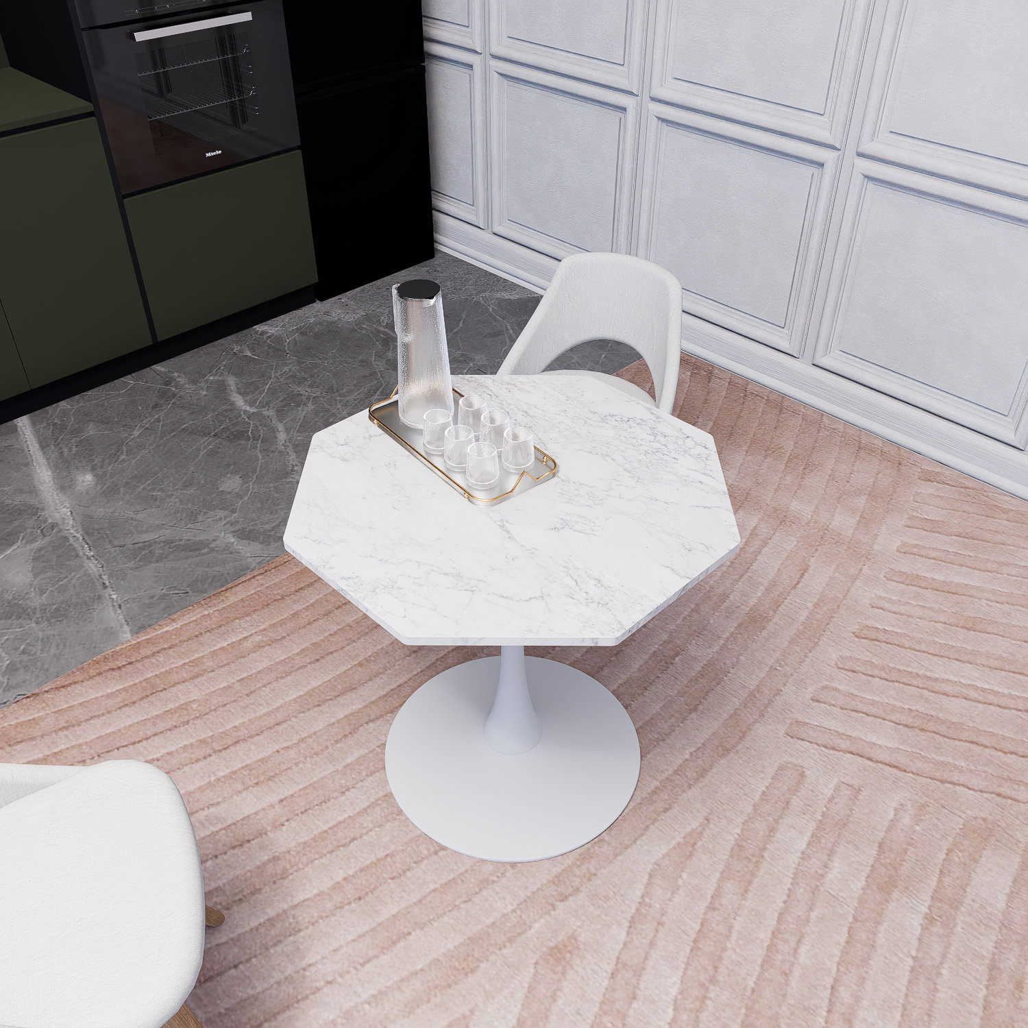 Wrought Studio™ 31.50" Modern Octagonal Coffee Table With Printed White ...