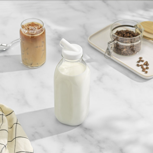 JoyJolt Reusable Glass Milk Bottle with Lid & Pourer & Reviews | Wayfair
