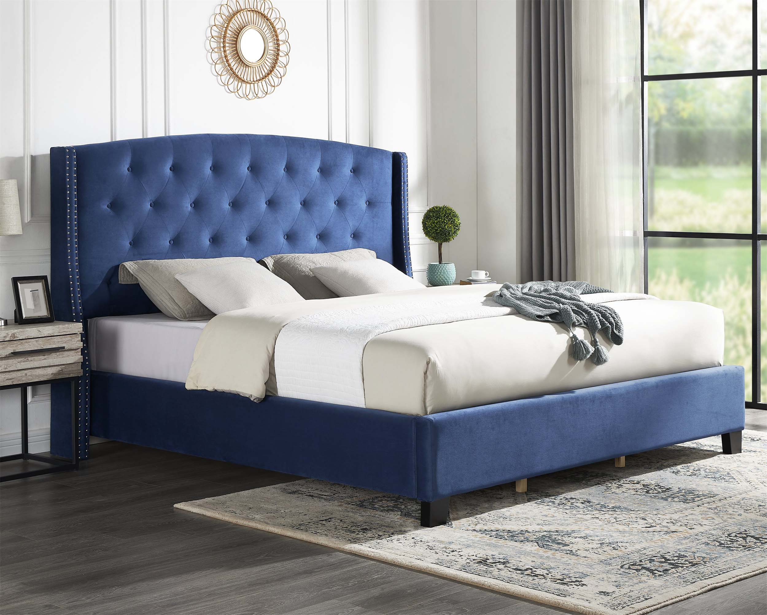 Red Barrel Studio® Summit Fabric Button Tufted Wingback Upholstered Bed ...
