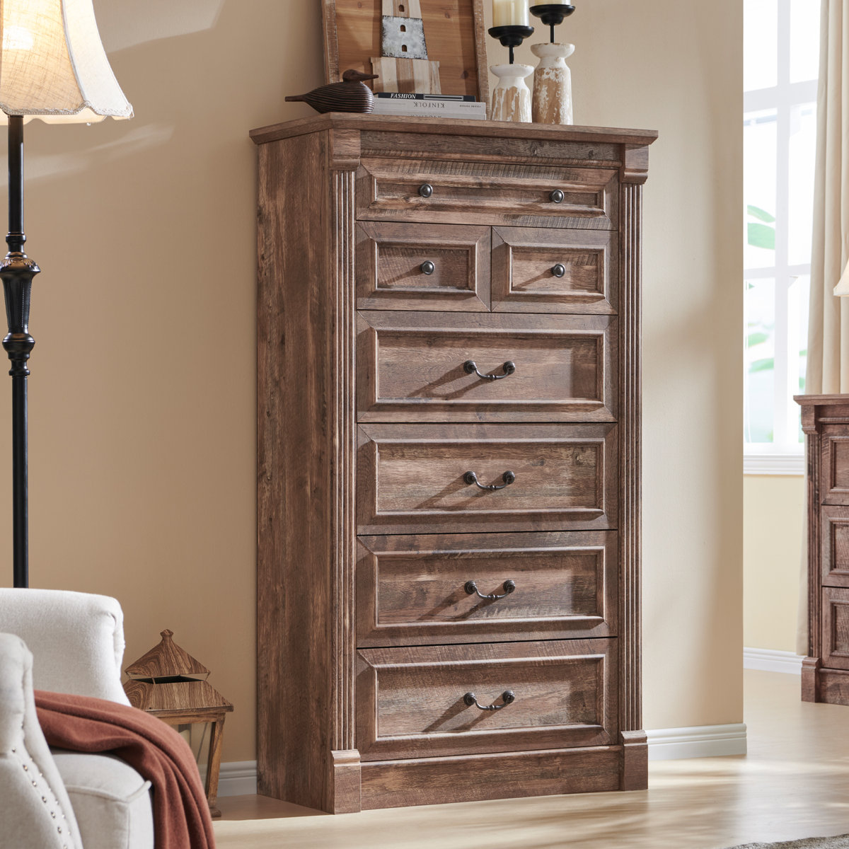 Winston Porter Farmhouse 7 Drawers Dresser for Bedroom, 57" Tall Large ...