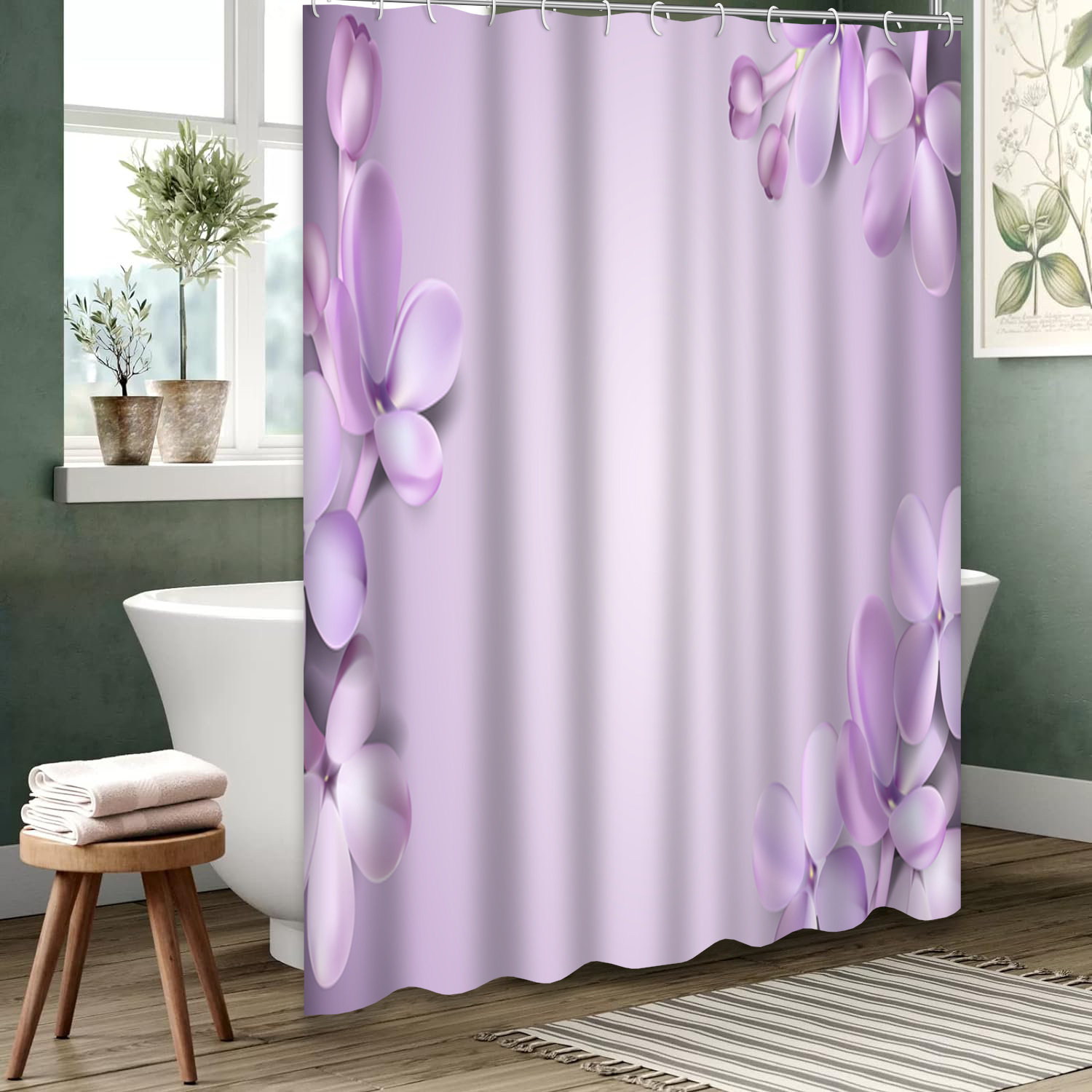 East Urban Home Lilac Mist Waterproof Shower Curtain – Soft Pastel ...