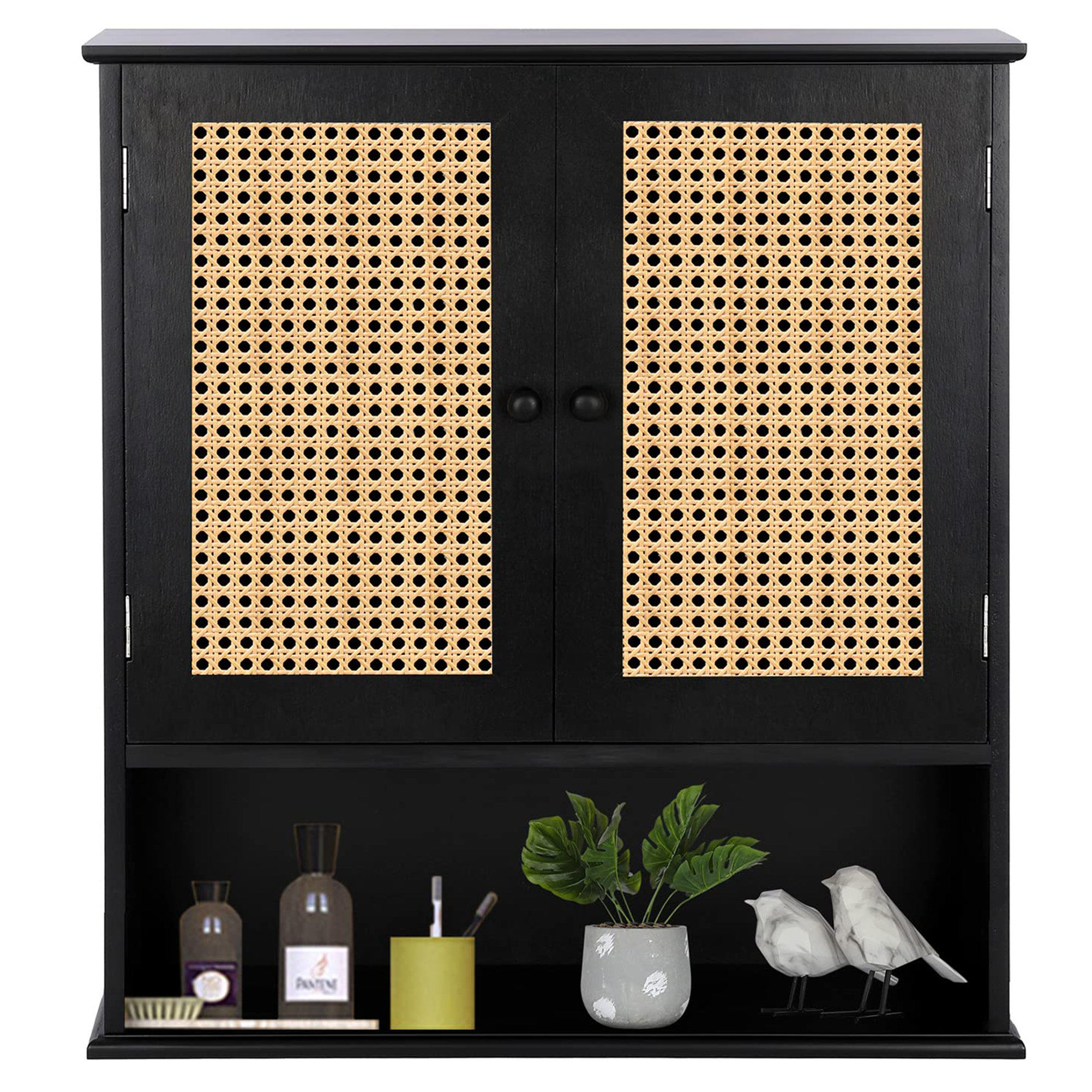 Bayou Breeze Black Rattan Bathroom Storage Cabinet - Wayfair Canada