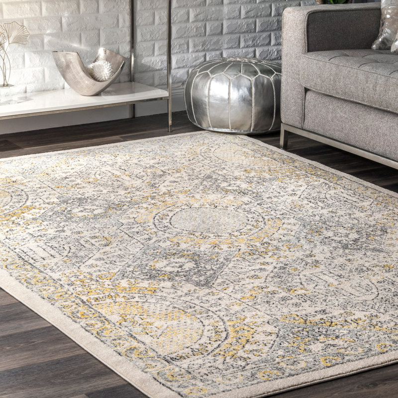One Allium Way® Areli Performance Gold/Black/Gray Rug & Reviews | Wayfair