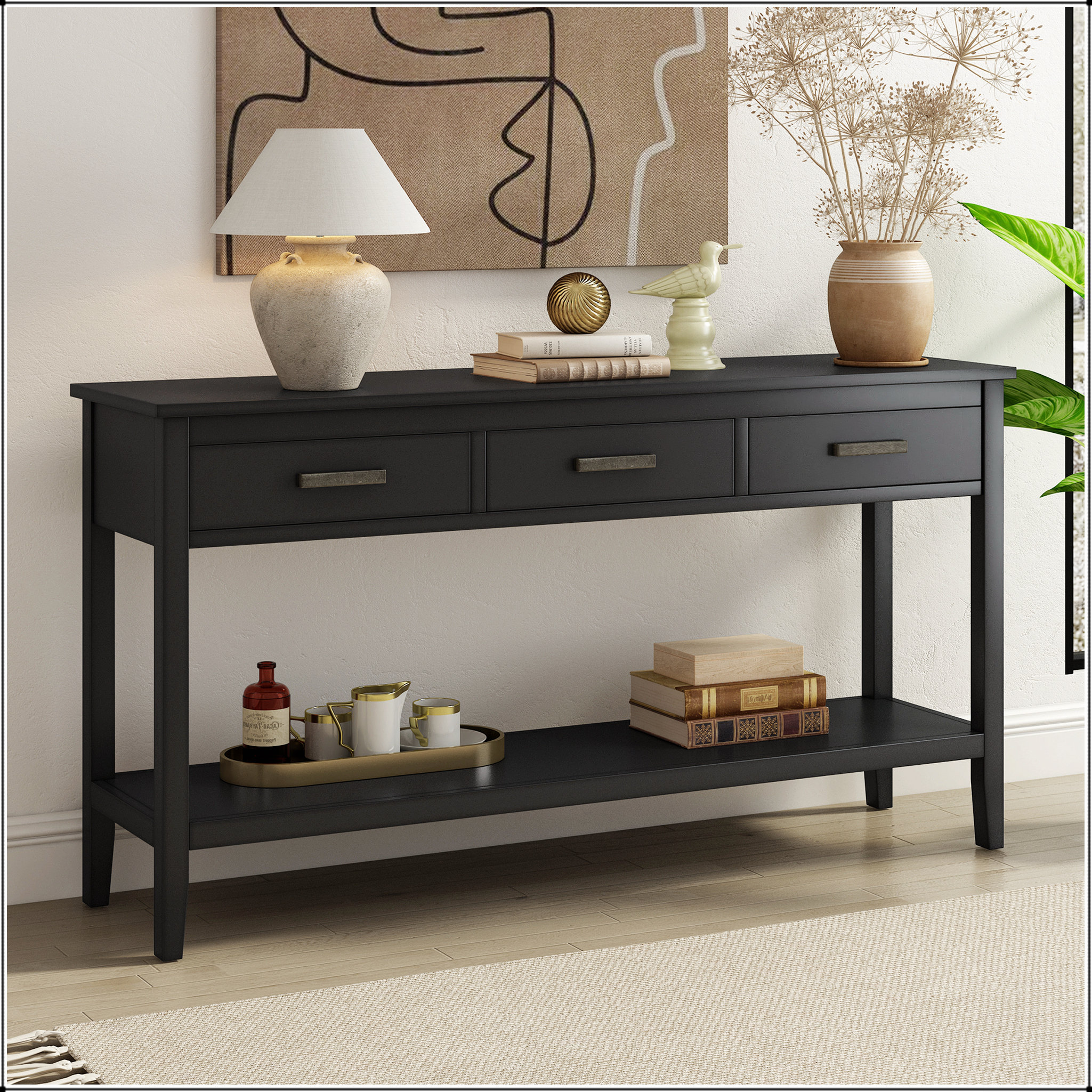 Lark Manor Console contemporaine à 3 tiroirs avec 1 tablette, table d ...