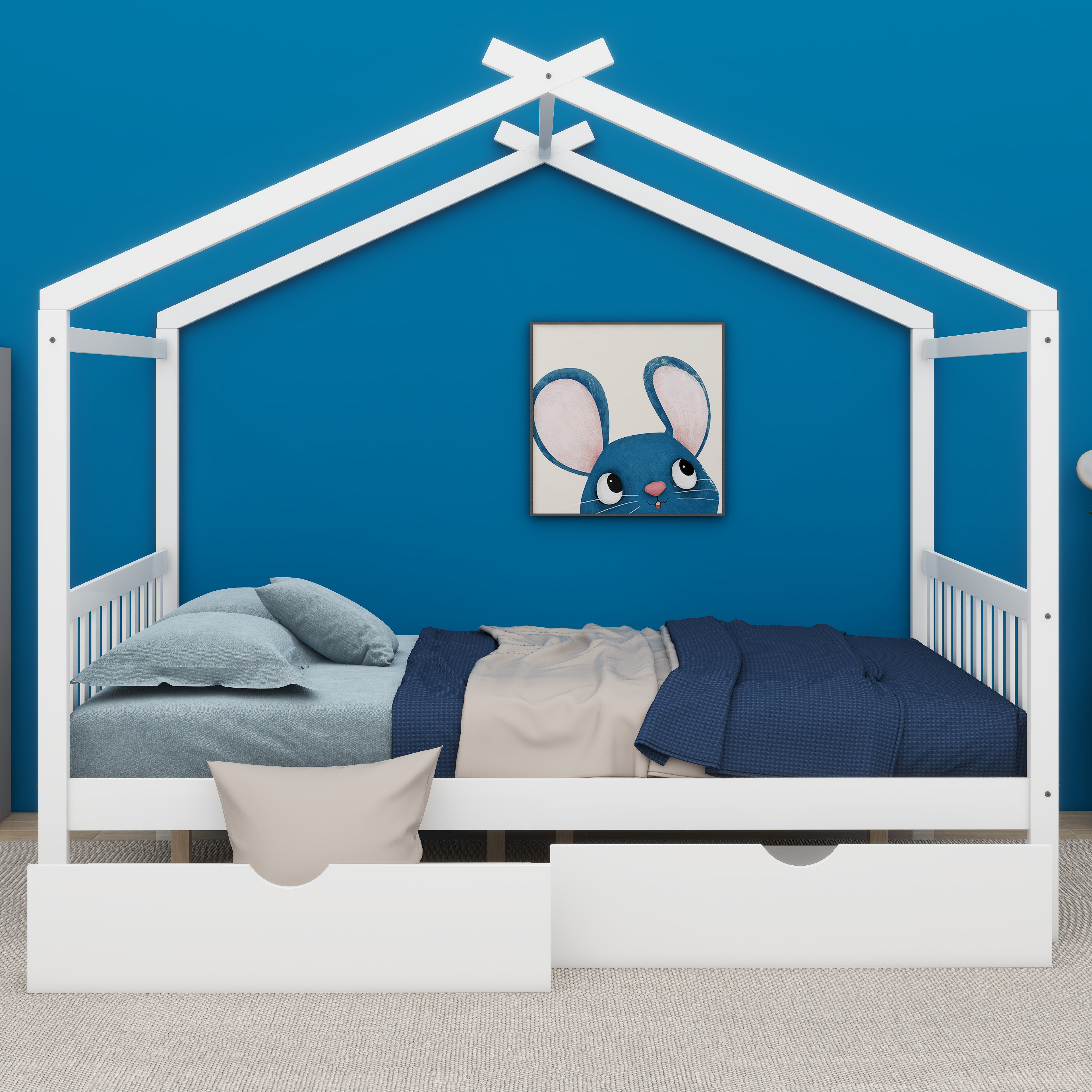 Harper Orchard Marla Full Size House Platform Bed With Two Drawers ...