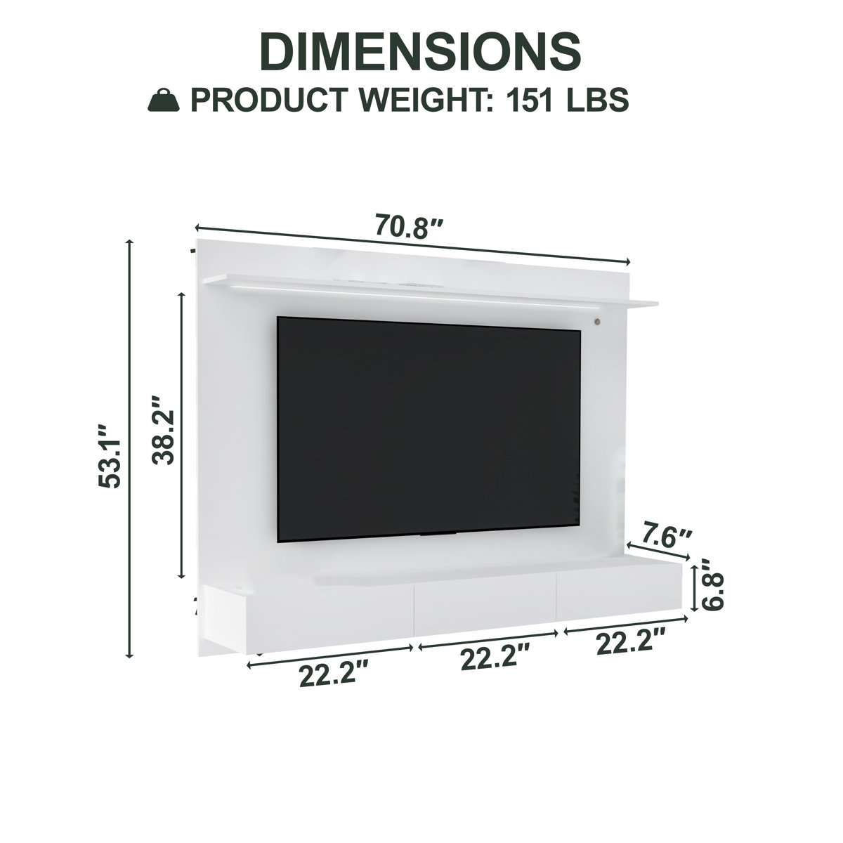 Ebern Designs Melisandra Multi Storage Wall for 65 inch TVs, Floating ...
