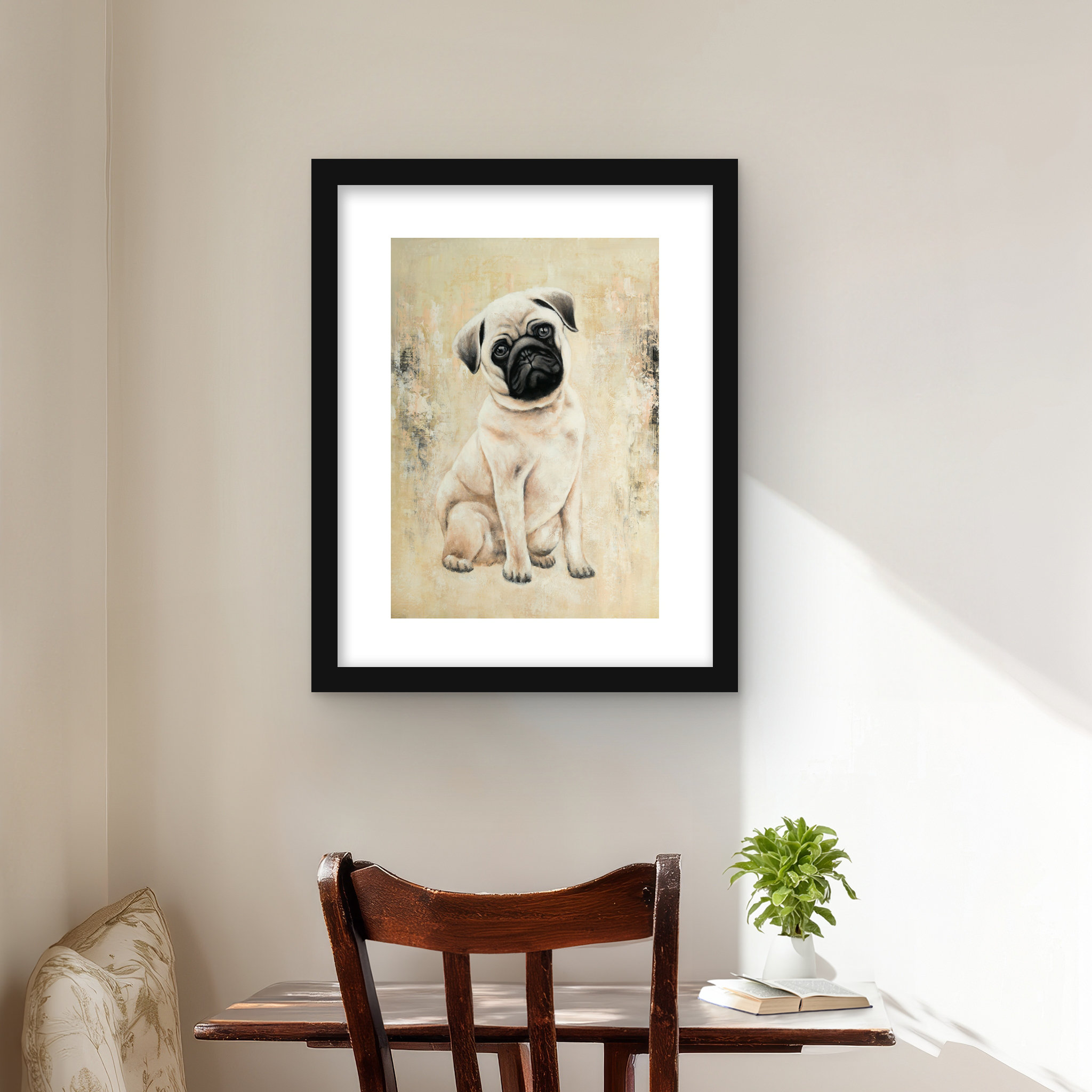 Lark Manor™ Small Pug Dog Framed Matted Print | Cute Home Decor Art ...