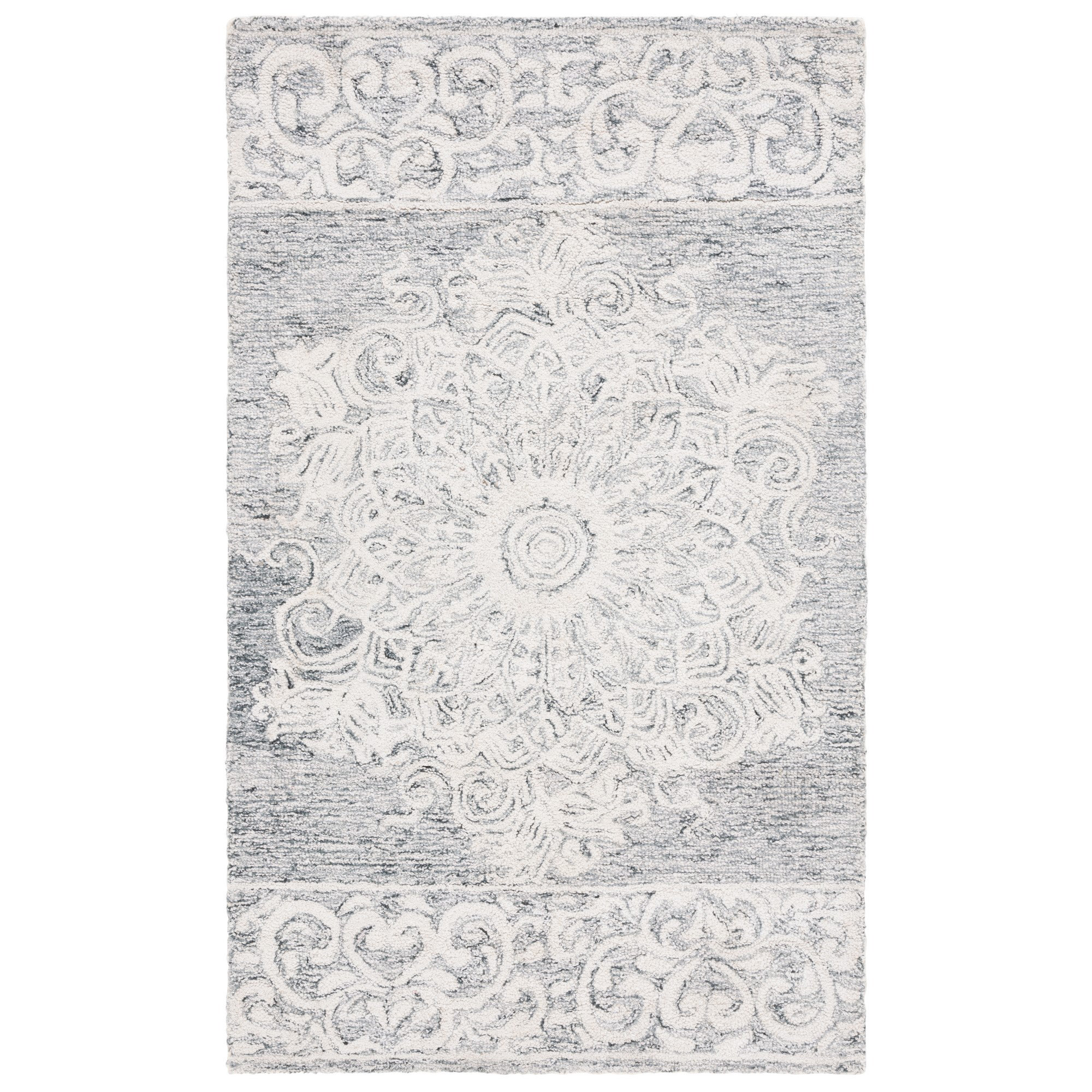 Bungalow Rose Floral Hand Tufted Wool/Cotton Area Rug in White/Light ...