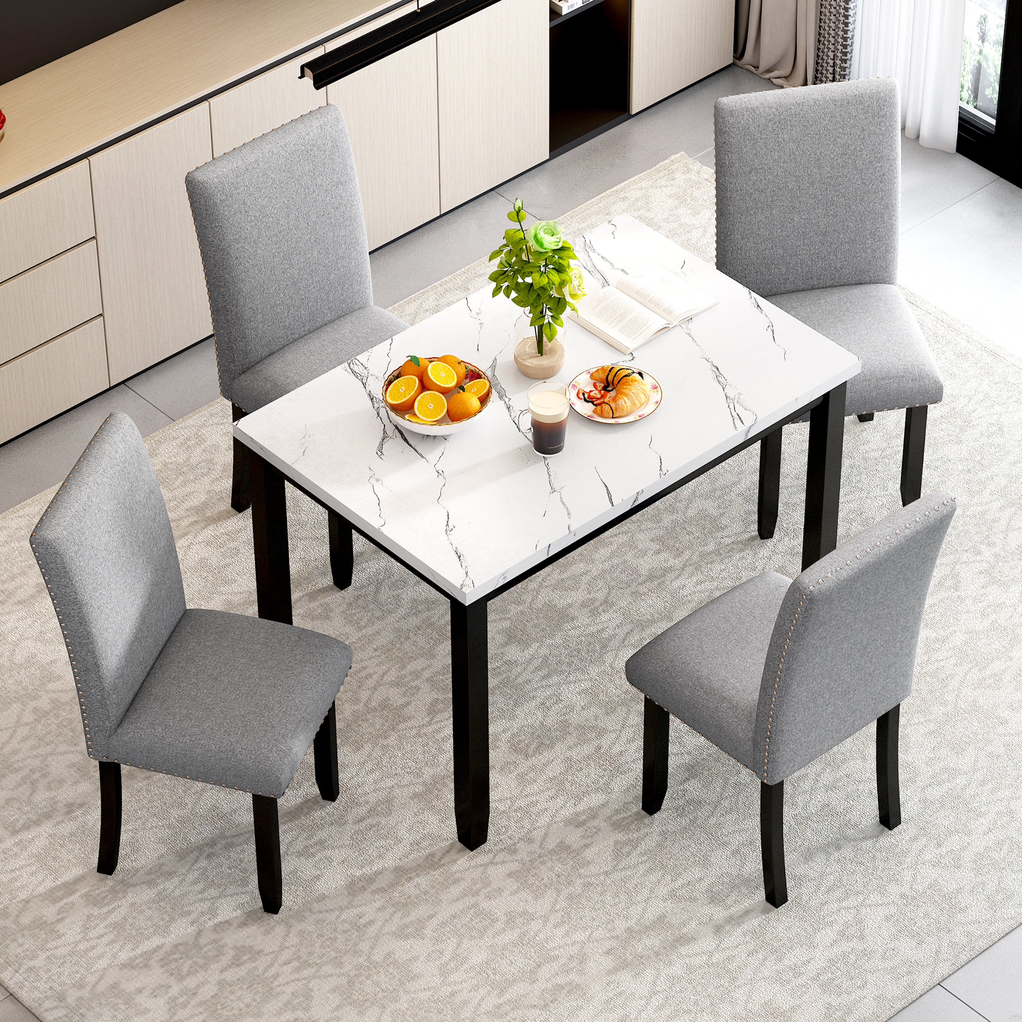 George Oliver 5-Piece Dining Table Set For 4, Kitchen Table And Chairs ...