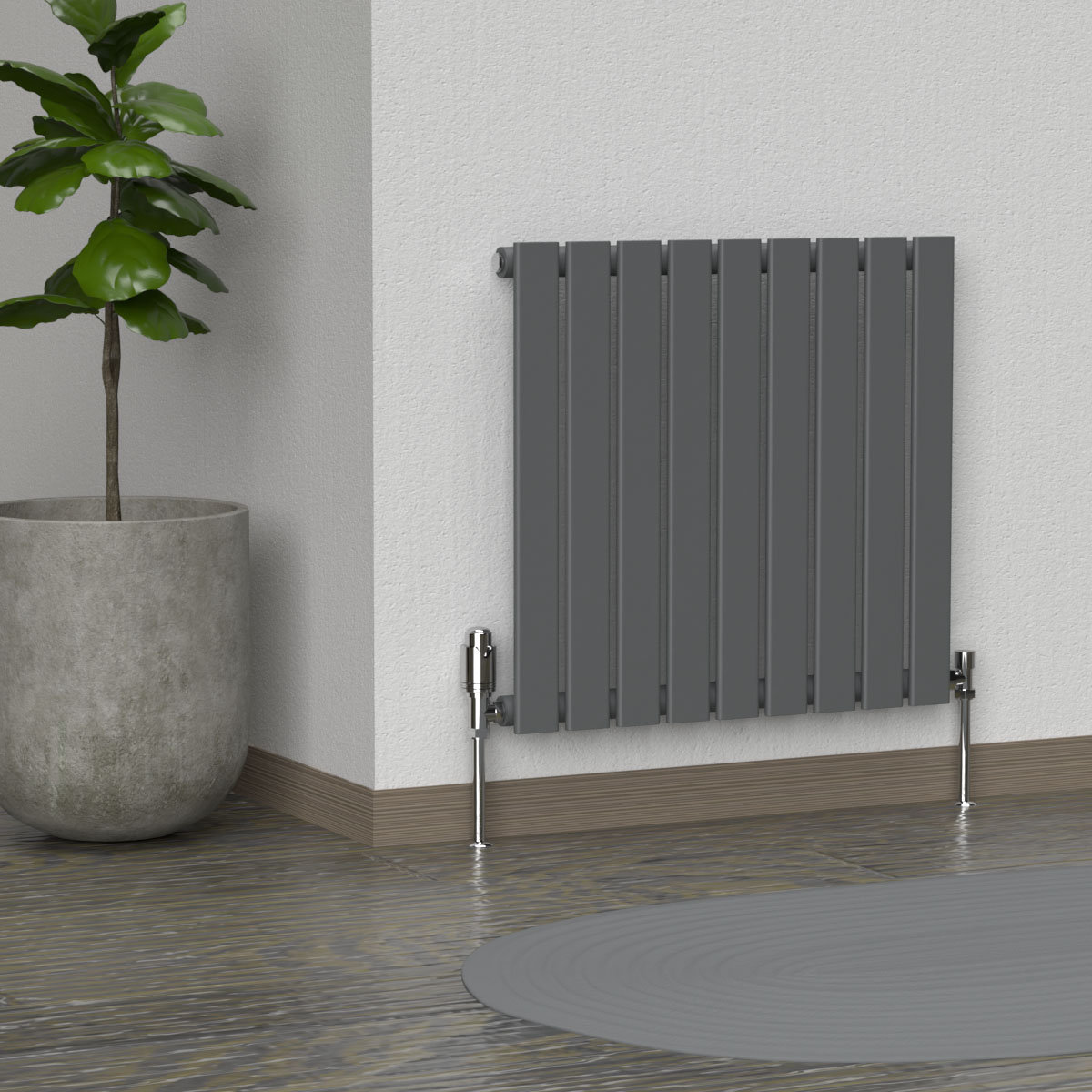 Metro Lane Anthracite Grey Flat Vertical Single Panel Designer Radiator ...