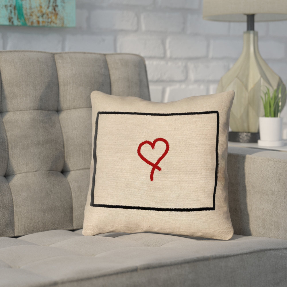 ArtVerse Katelyn Smith Wyoming Love Outline Throw Pillow – Valentine ...