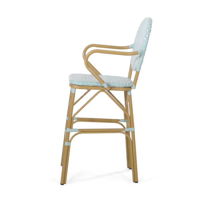 Breakwater Bay Glenmora Wicker Outdoor 29.25'' Bar Stool | Wayfair