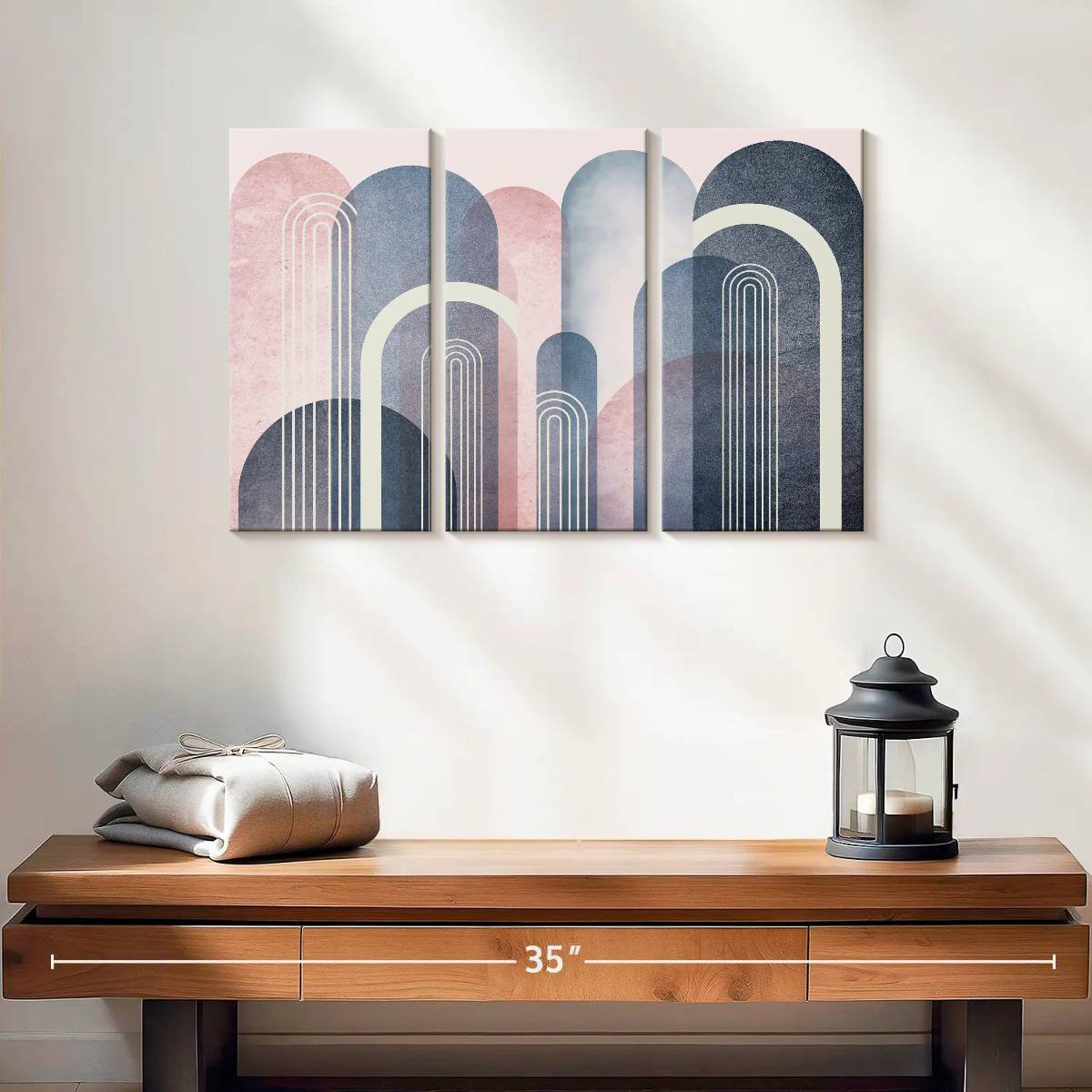 Elephant Stock Mid-Century Arches Blush Navy | Wayfair