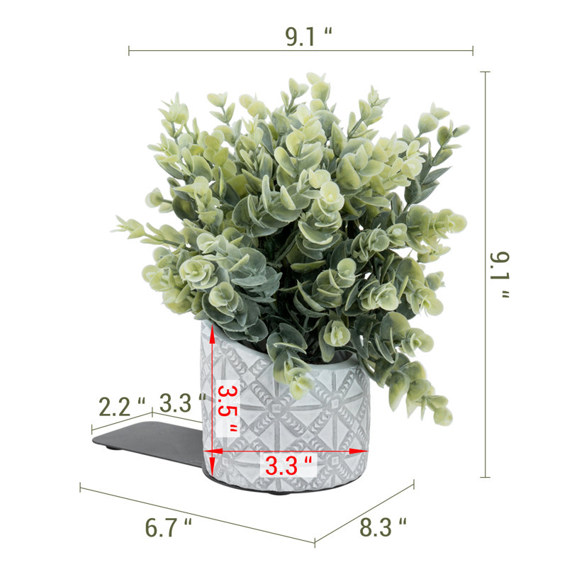 Primrue Decorative Artificial Eucalyptus Plant Bookend Set | Wayfair